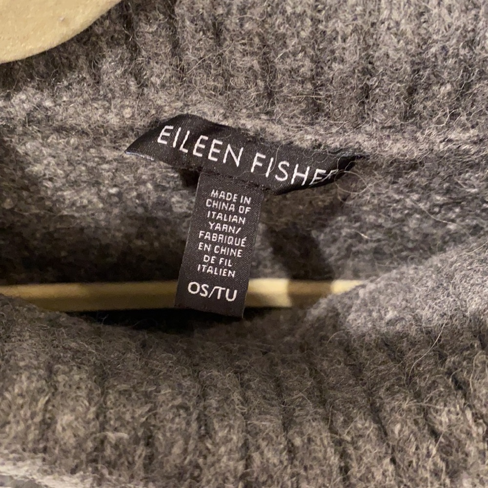Eileen Fisher Sweater Open Side Poncho Turtleneck - Gem